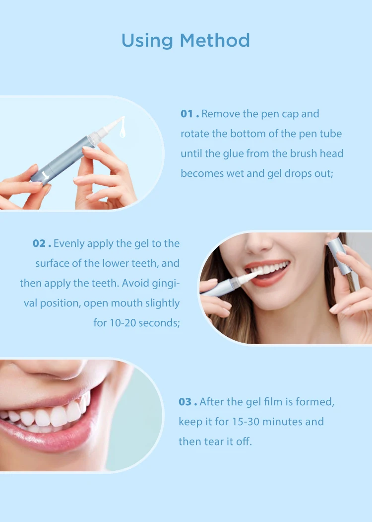 Teeth Whitening Gel Hydrogen Peroxide Unique Design Laser Whitening Pen ...