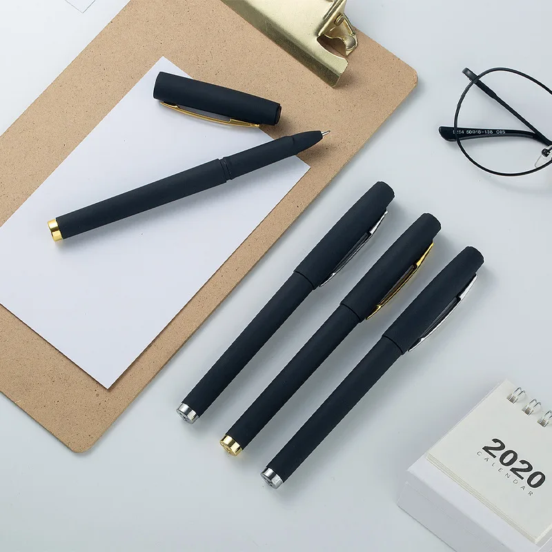 Custom Logo Black Rubber 0.5mm Gel Pens for Promotion