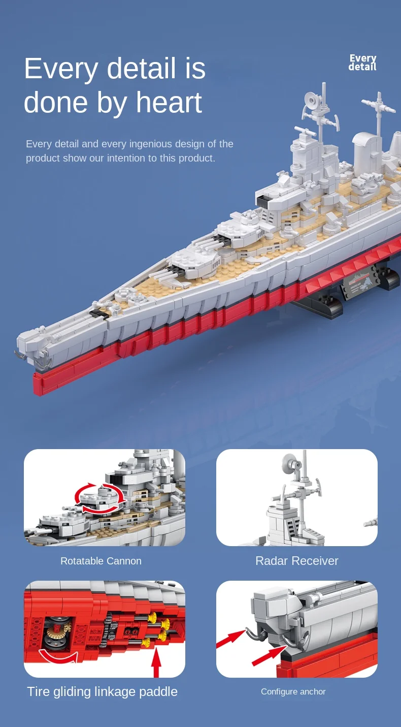 Wholesale Panlos Iowa Battleship Model Toy Series Building Block Set ...