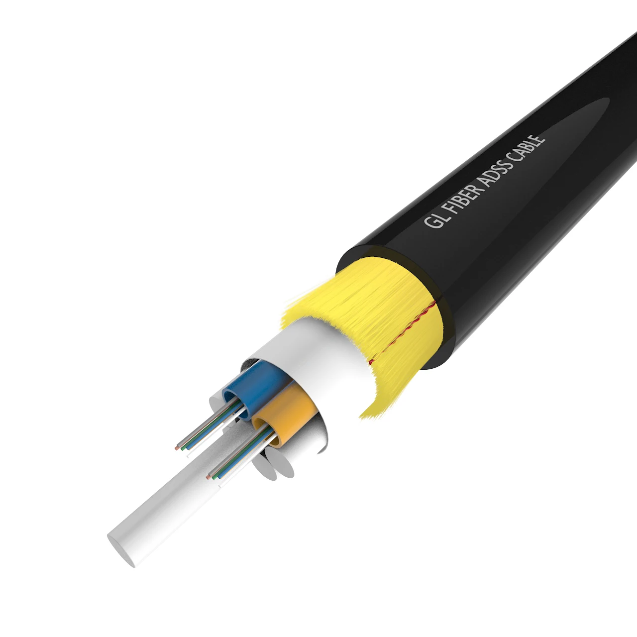 12 Cores 80m Span Adss Aerial Fiber Optic Cable 9.5 Mm G652d G655 Hdpe ...