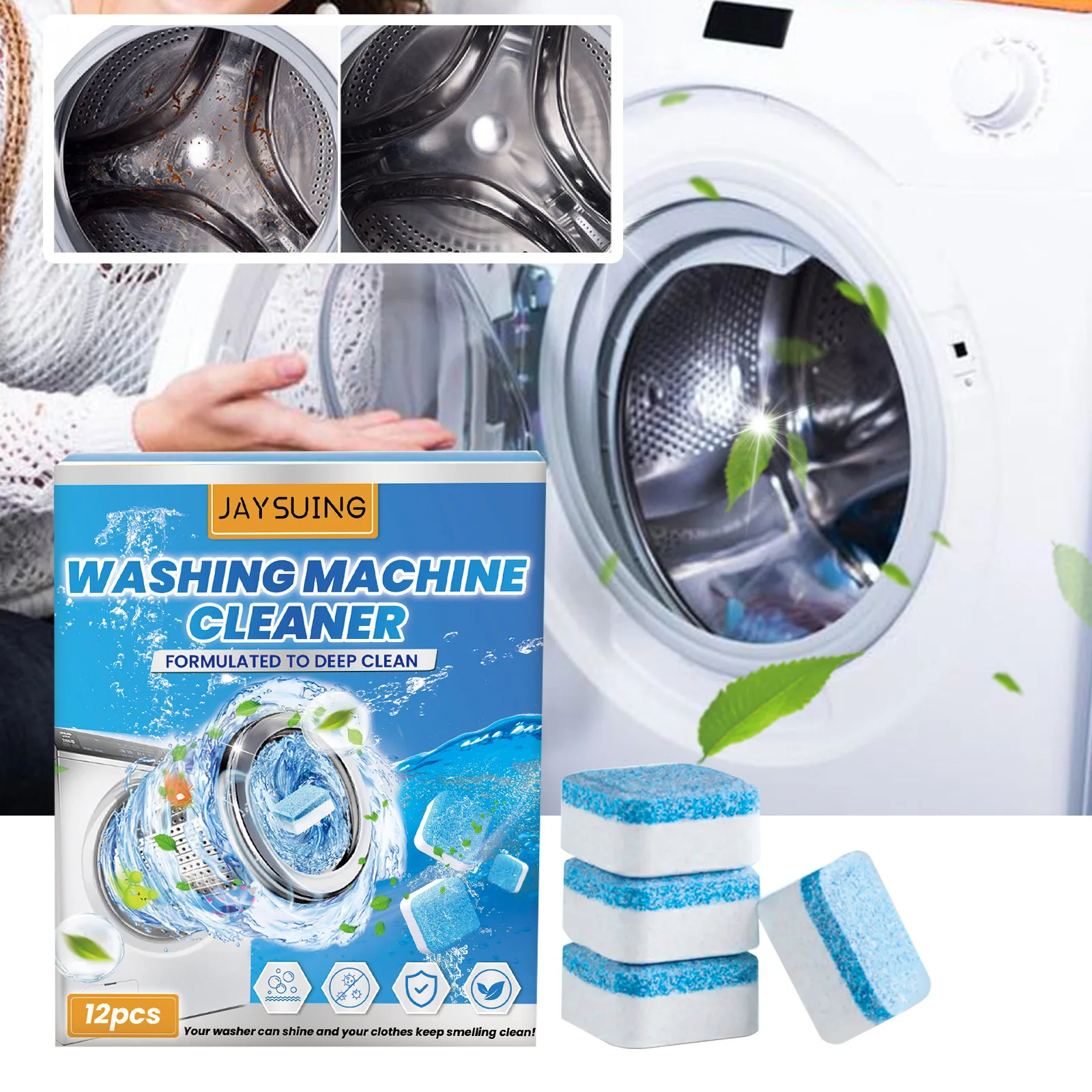Jaysuing Washing Machine Drum Cleaner - Deep Cleaning Tablets