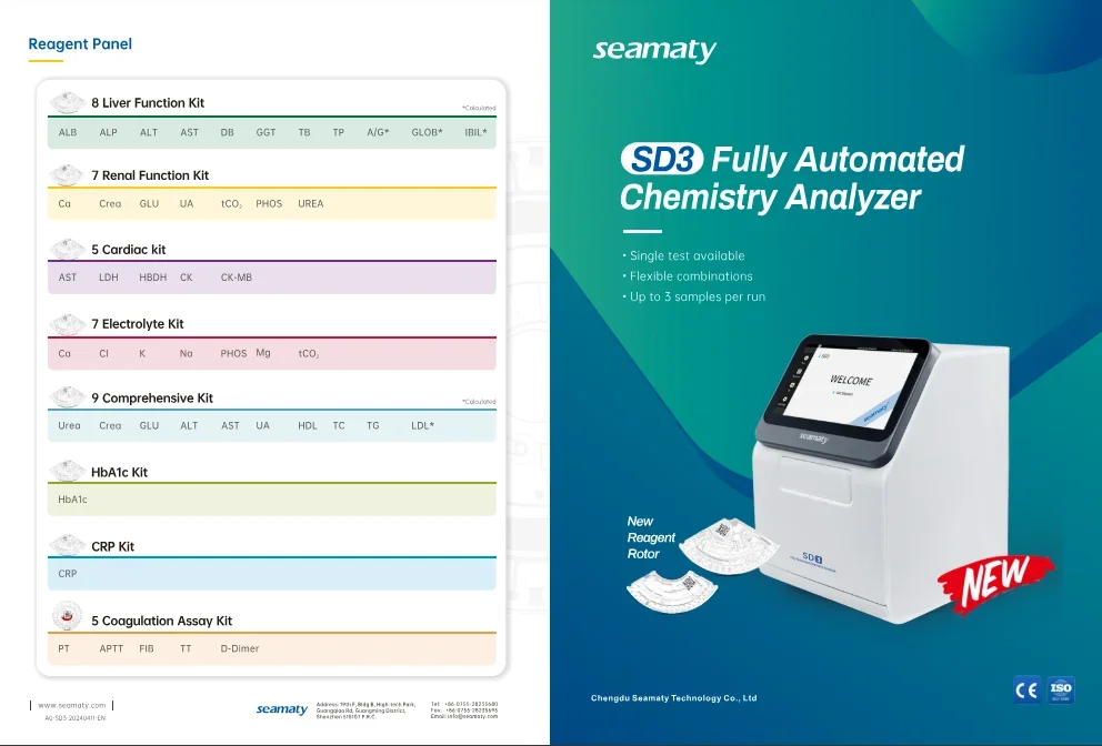 Seamaty SD3 Medical Dry Chemistry Analyzer - High Accuracy
