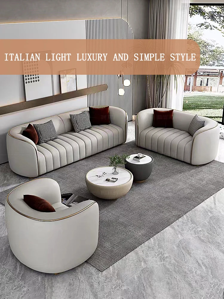 Living Room Light Luxury Leather Sofa Set Modern Sectionals Couch Lounge Custom Sofa Set ...