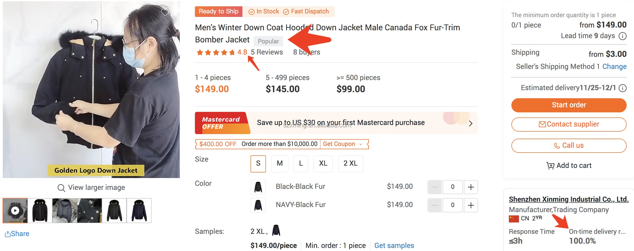 Palm Moose Men Winter Coat - Fox Fur Bomber down Jacket