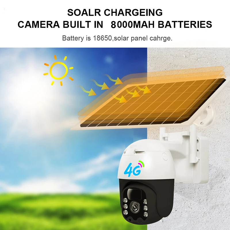 3mp V380 Ptz 4g Solar Camera 360 Degree Rotate Outdoor Waterproof ...