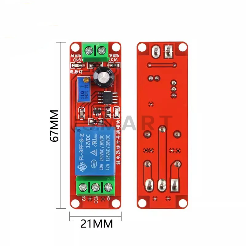 NE555 Timer Switch Adjustable Module - DC 12V Delay Relay