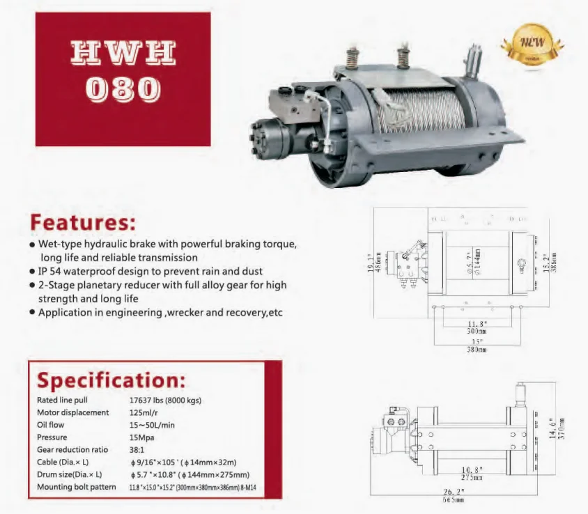 Electric Hydraulic Winches 3ton To 50 Ton Continuous Duty Steel High ...