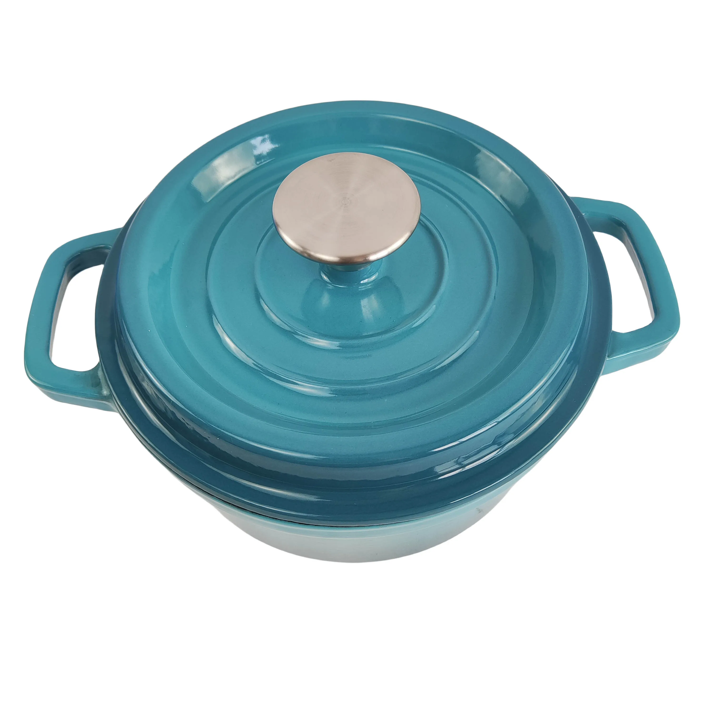 Round Gradient Enamel Coated Cast Iron Dutch Oven Casserole Pot With ...