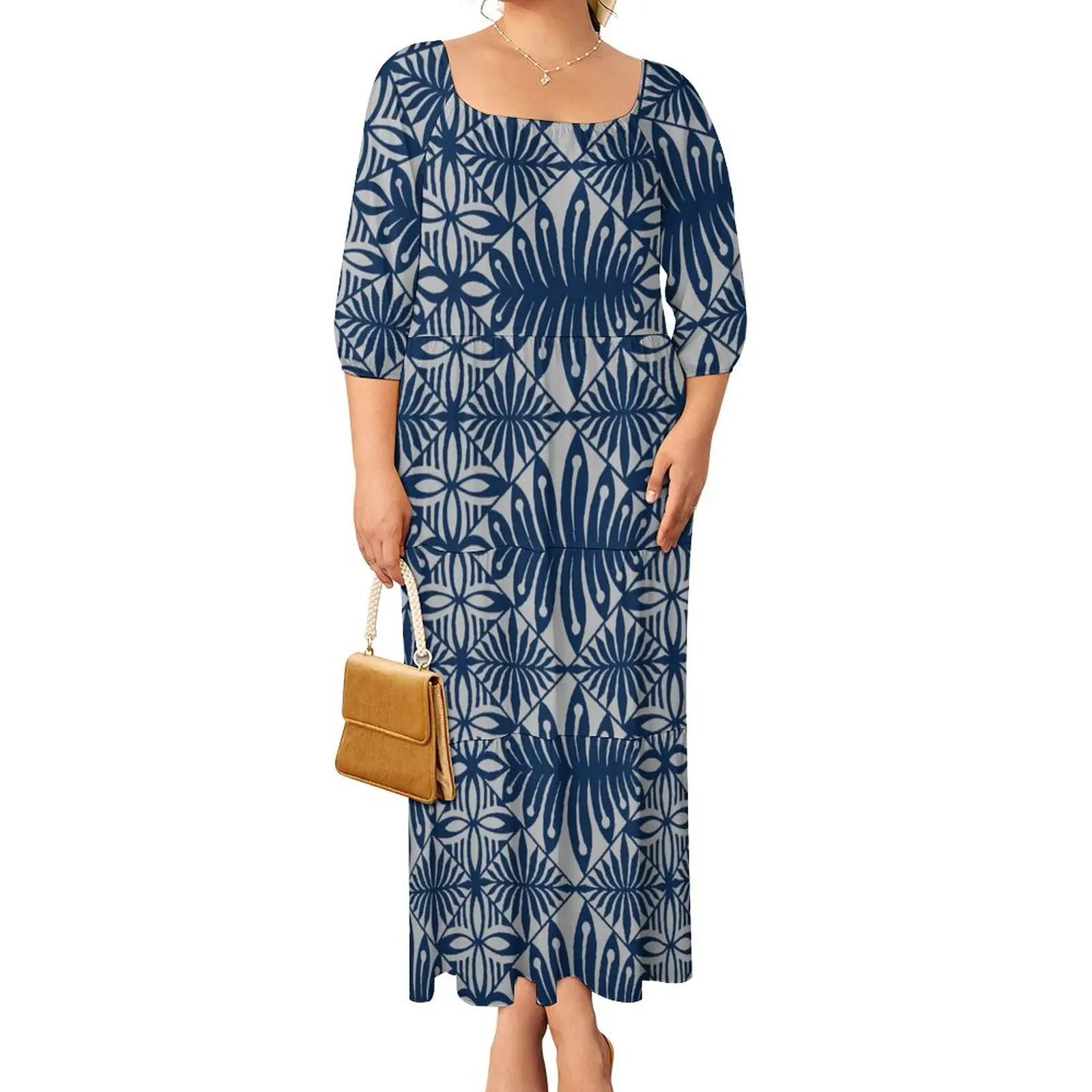 Custom on Demand Plus Size Women Polynesian Clothing Elegant Tiered ...