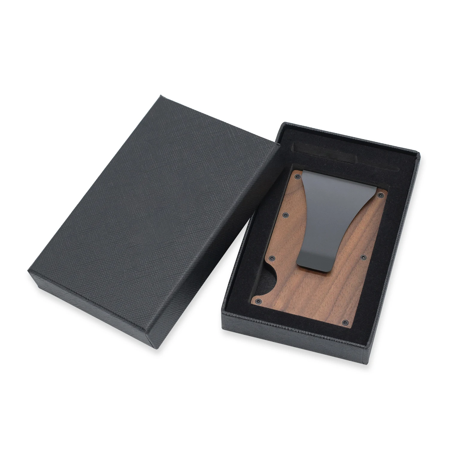 Natural Wood Wallet For Men With Gift Box,Aluminum Wood Card Holder ...