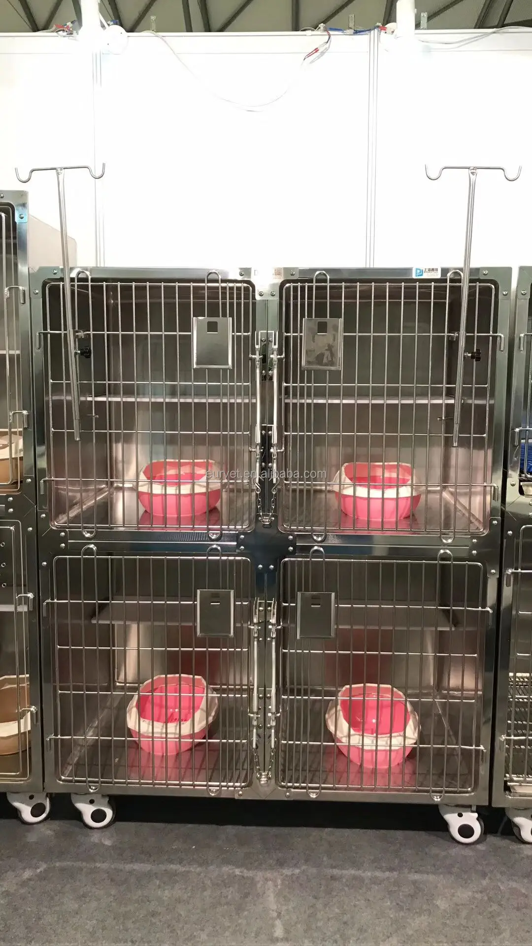 EUR PET Luxury Stainless Steel Veterinary Animal Cage Cat Dog Kennel ...