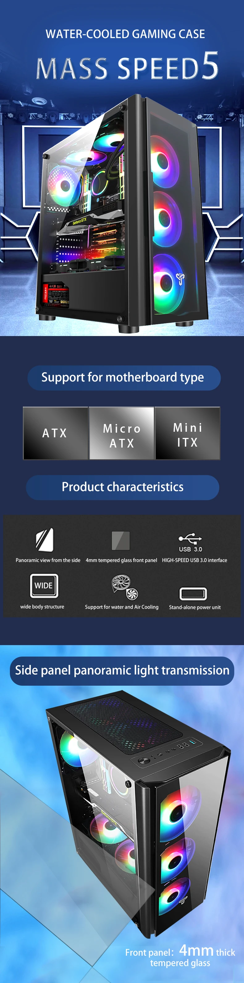 Small Gaming Desktop Computer Cases & Towers Fan Rgb Matx Casing Shell ...