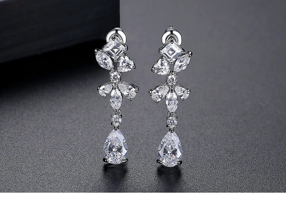 Luoteemi Luxury Cubic Zirconia Bridal Woman Fashion Earing Flower ...