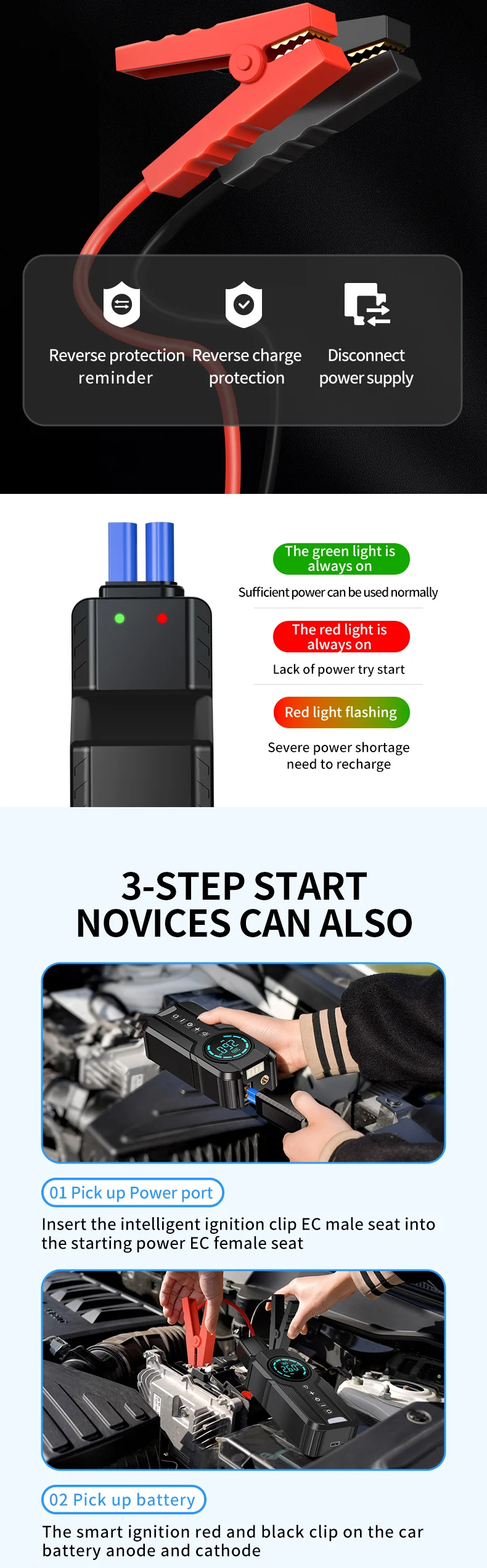 EDSUN 8400mah Car Emergency Jump Starter with Tyre Inflator