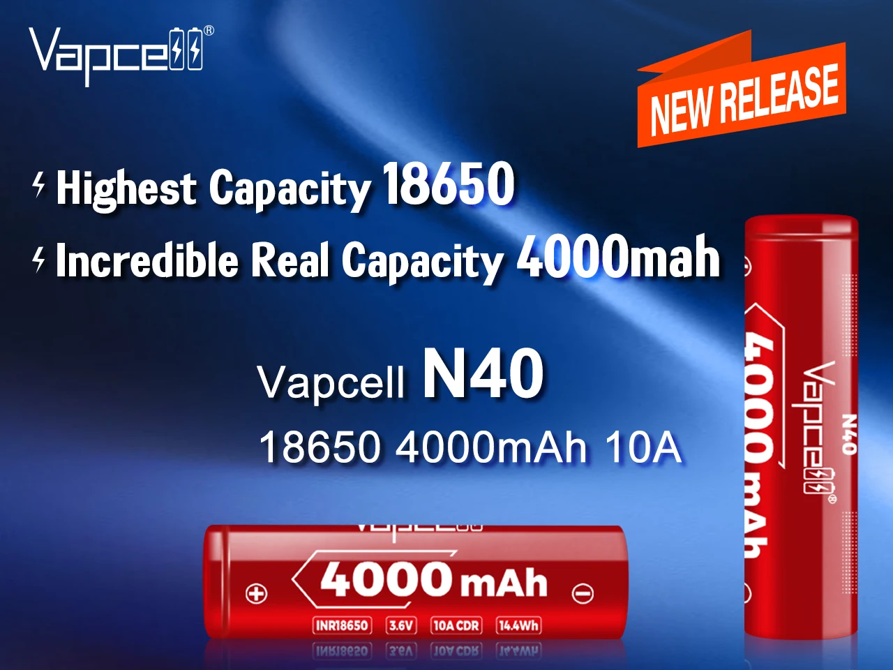 VAPCELL 18650 4000mah 10A Rechargeable Batteries for Diverse Uses