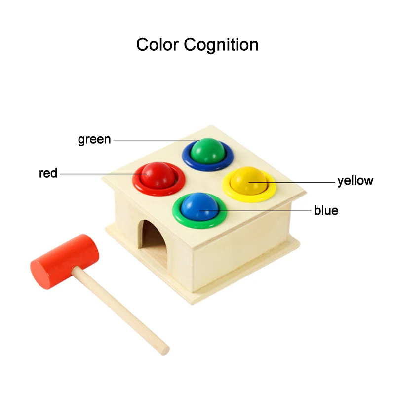 Colorful Wooden Ball Wooden Hammer Color Matching Children Early ...