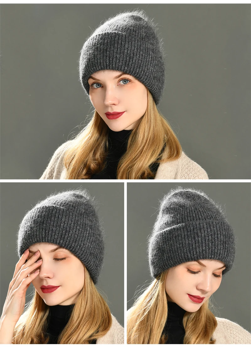 Warm and Stylish Outdoor Double Flap Angora Beanie Hats