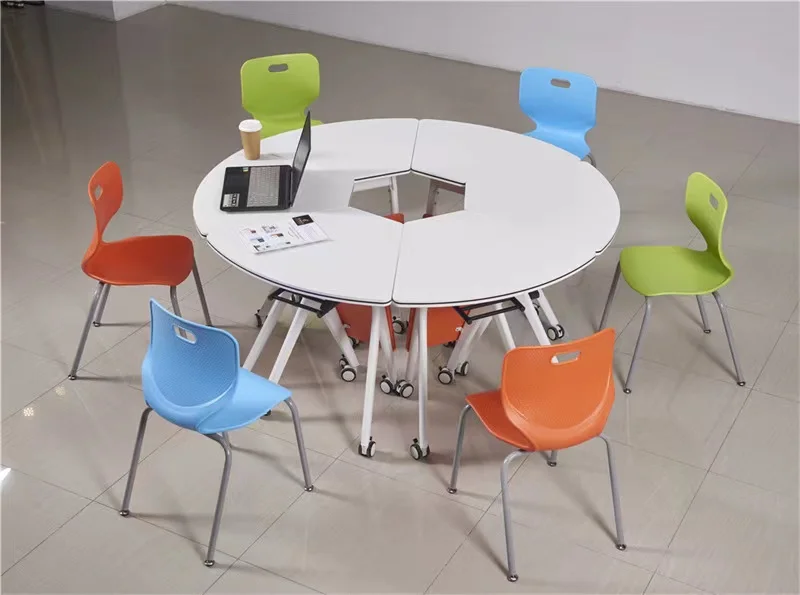 Modern Extendable Round Meeting Room Desk With Movable Spliced Bracket ...