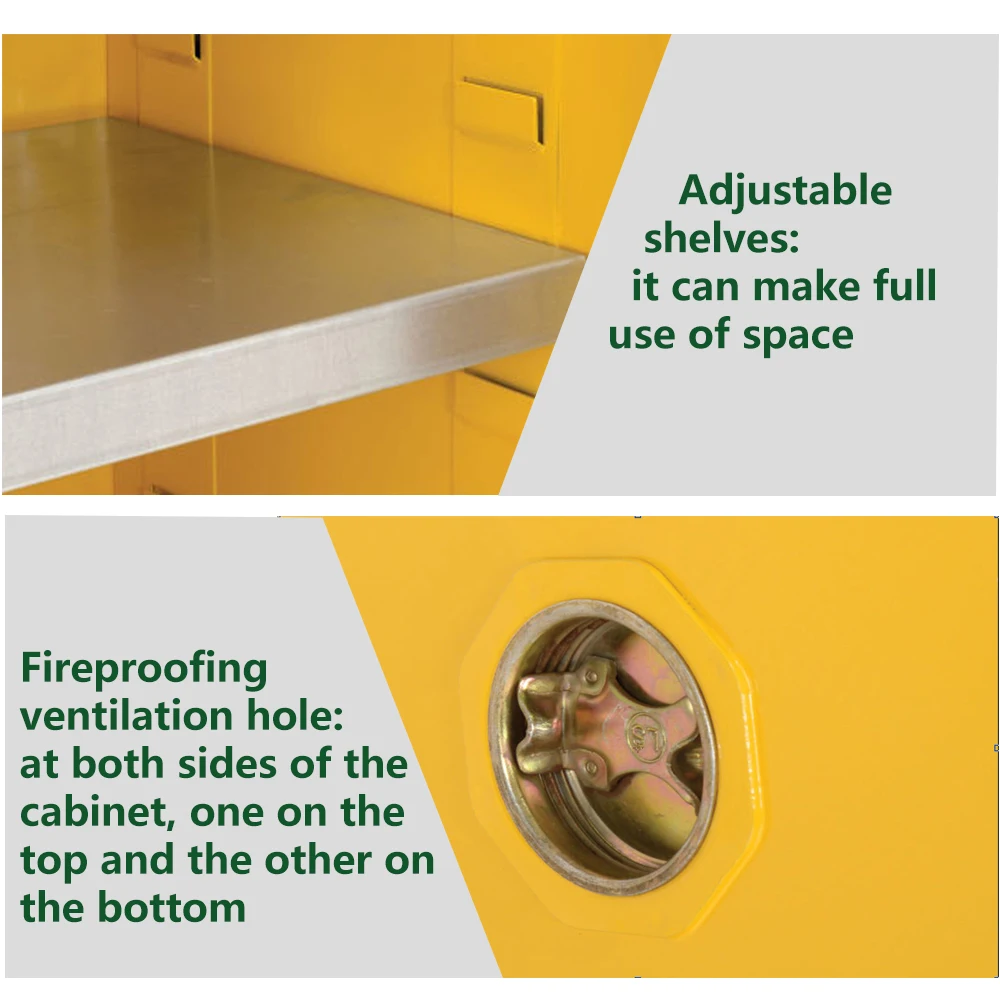 Self-Closing Double Door Fireproof Chemical Storage Cabinet 45 Gal/170L ...