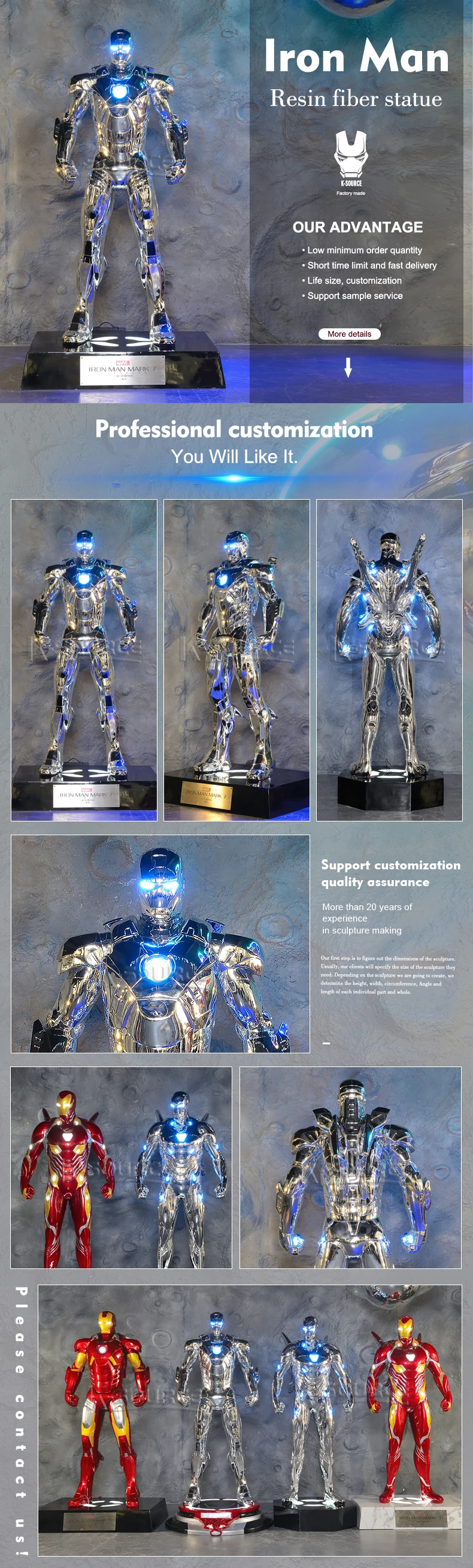 Tony Stark Iron Man Statue - Large Resin Prop for Malls