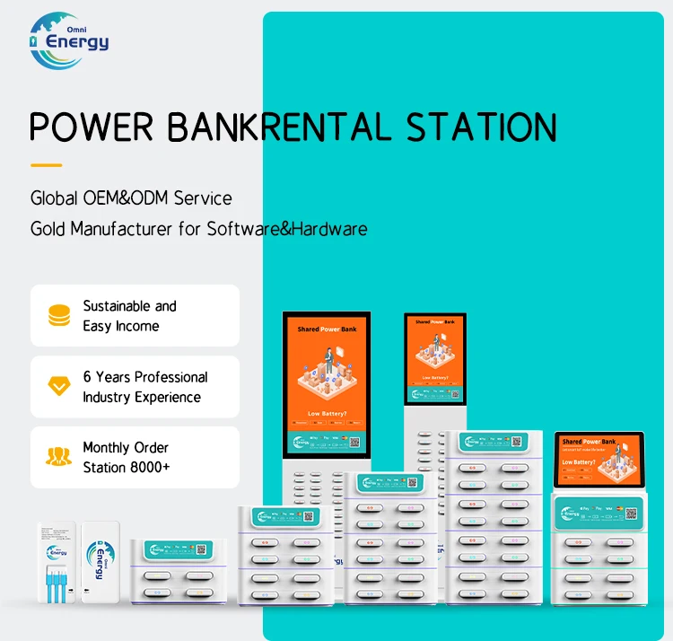 16-slot Shared Power Bank Charging Rental Station POS Terminal