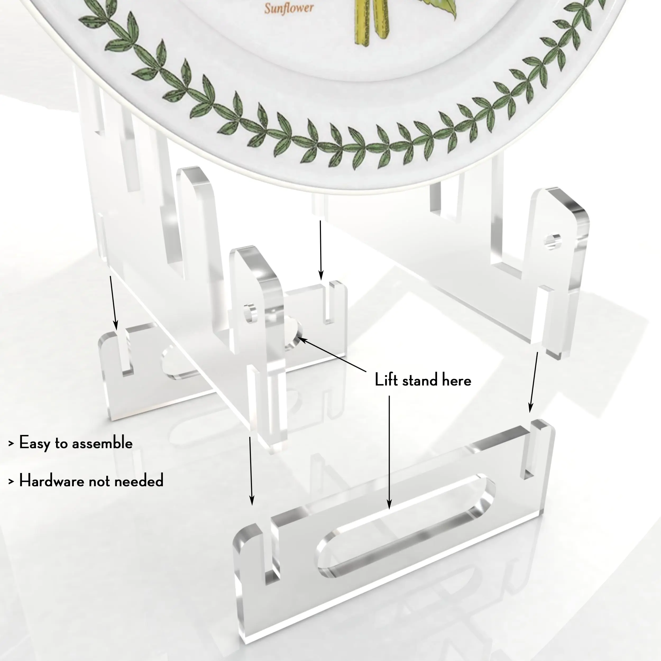 Factory Custom Dinnerware Display Stand And Plate Holders With Acrylic ...