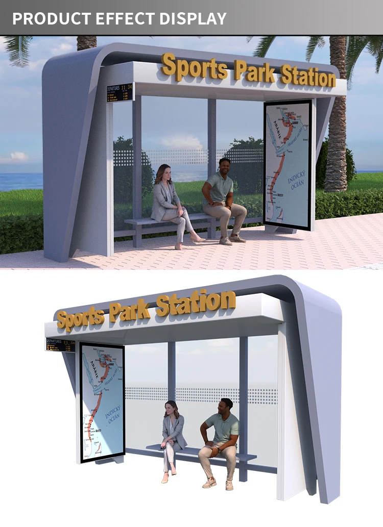 Modern Bus Side Led Display Bus Stop Seating Smart Bus Shelter - Buy ...