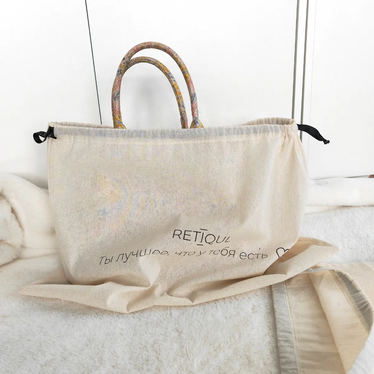 Custom Printed Cotton Drawstring Bags - Large Organic Muslin Gift Pouch ...