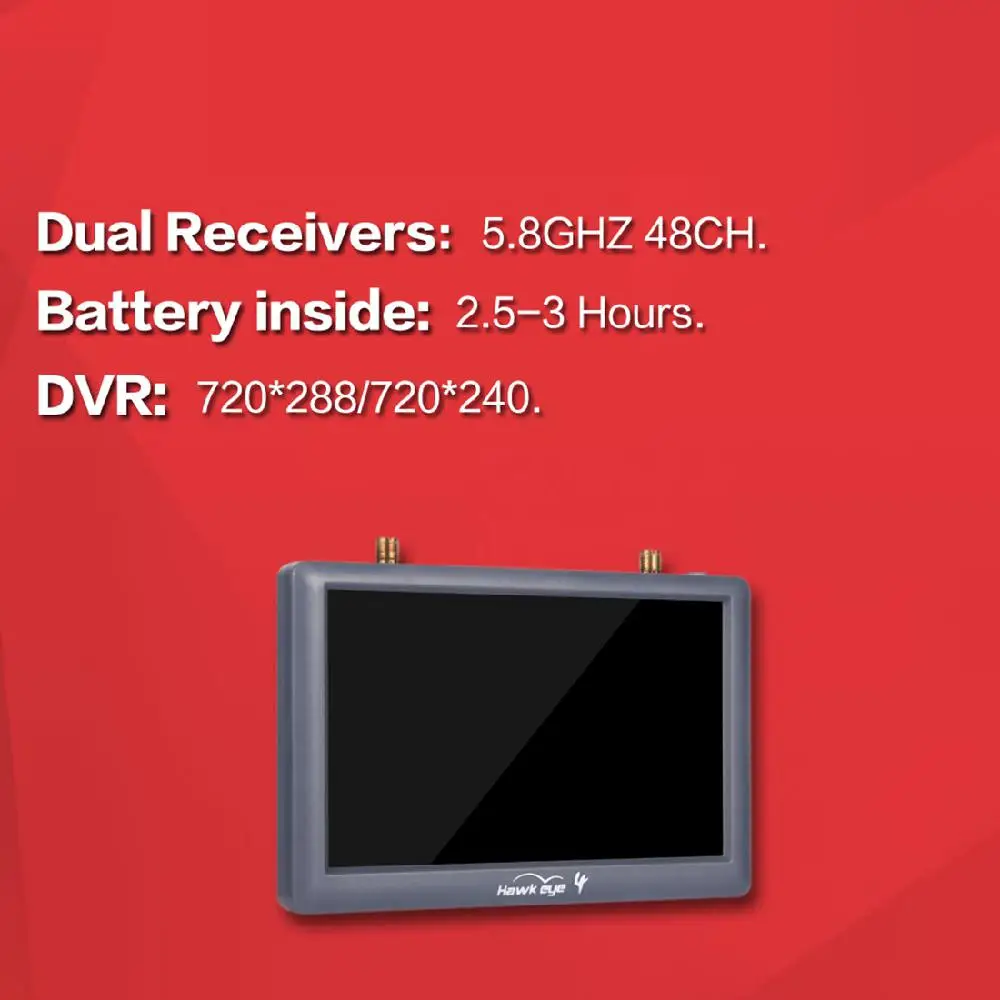 Hawkeye Iii 3 Dual Receiver 5 Inch 5.8g 48ch Fpv Hd Monitor Aerial Fpv ...