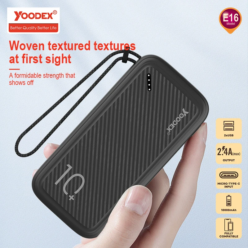 Yoodex Customized Portable E16 10000 Mah Power Bank High Capacity Slim ...