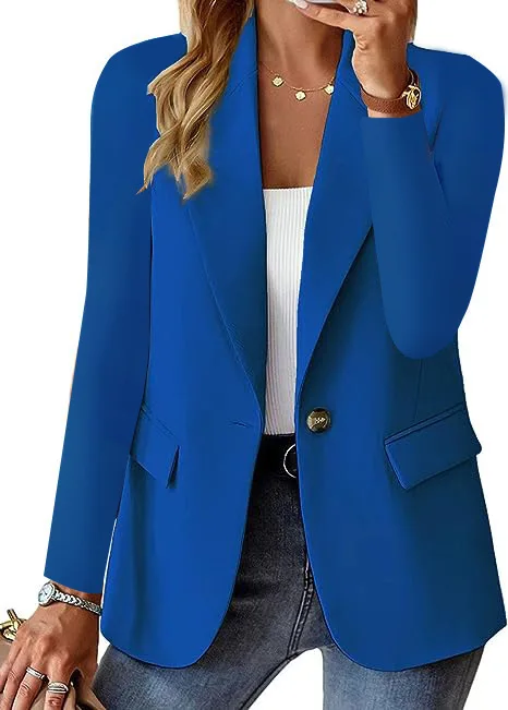 Stylish Women's Blazer with Single Button Closure | Office Lady Long ...