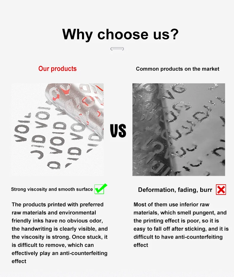 Custom Logo Self Seal Packaging Label Anti-counterfeiting Tamper Evident Void Security Label ...