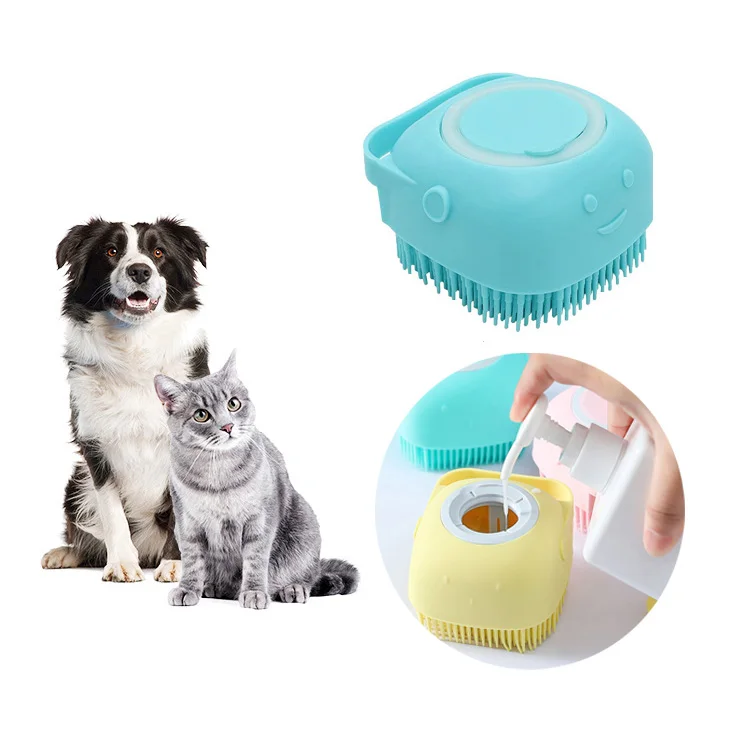 Soft TPR Material Silicone Pet Grooming Rubber Dog Bathing Brush Cat ...