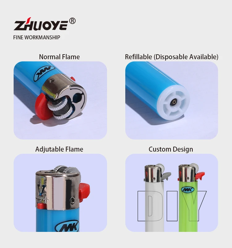 Modern Design Custom Logo Plastic Lighter Classic Butane Gas Lighter ...