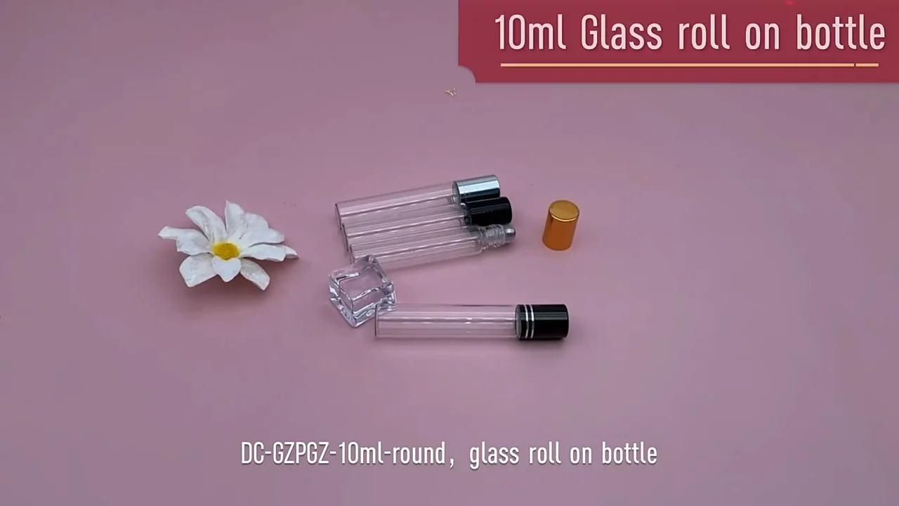 High Quality Empty Round Glass Roll-on Perfume Bottle 10ml Essential Oli Roller Bottles Cosmetic ...