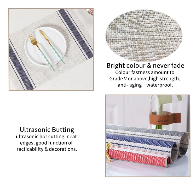 Starunk Striped Pvc Woven Placemats Heat-insulating Non-slip Waterproof ...
