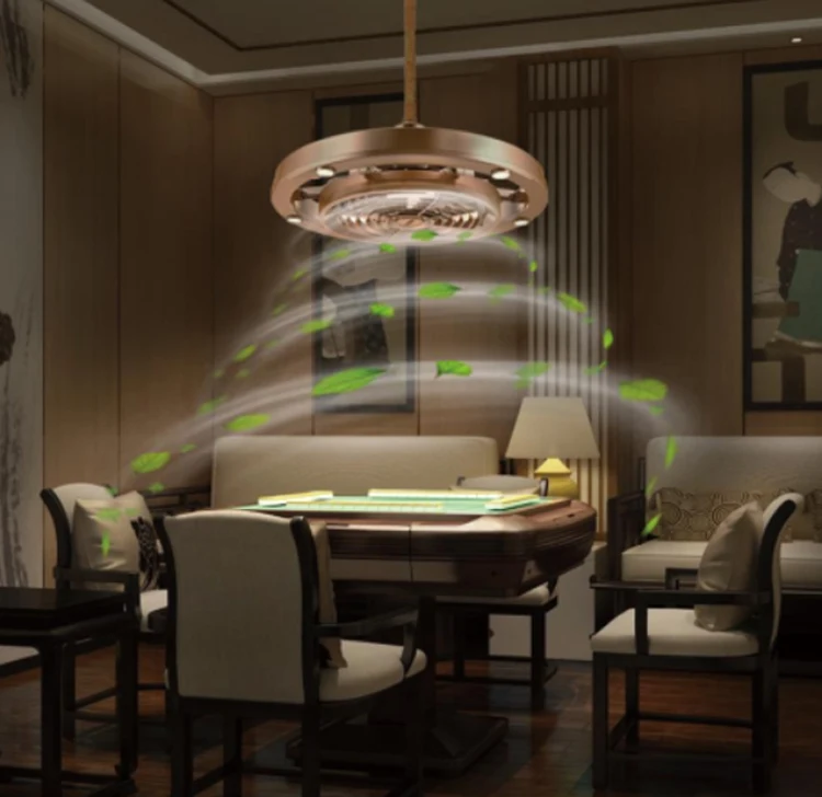 Office Decorative Led Pendant Light Hotel Silver Modern Fan Combo ...