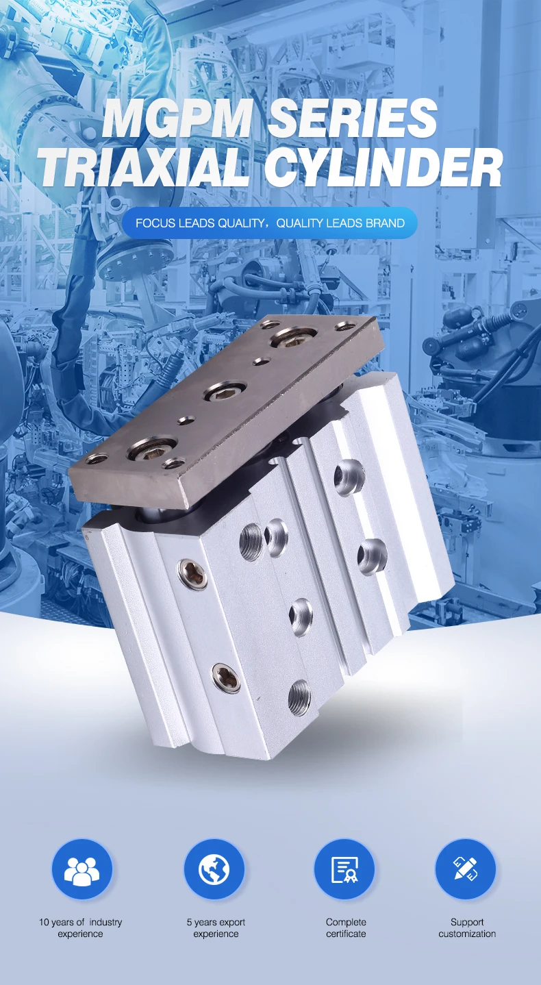 Smc Type Mgpm Series Compact Guide Rod Pneumatic Cylinder Three-shaft Double Acting Pneumatic ...