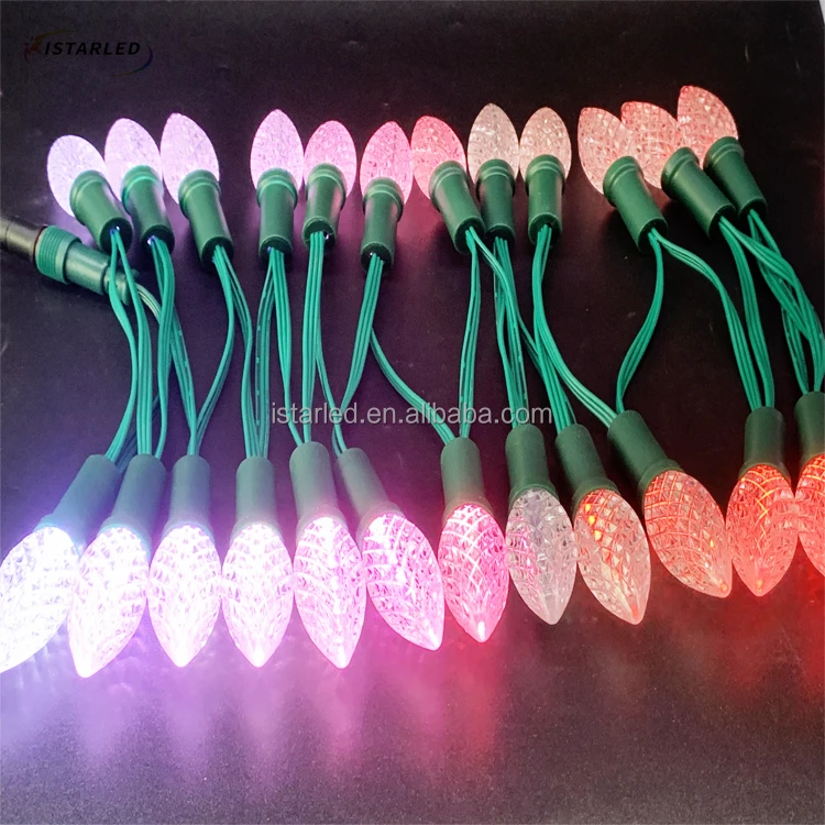 12mm C9 RGB Christmas LED Pixel String Lights - IP67 Waterproof