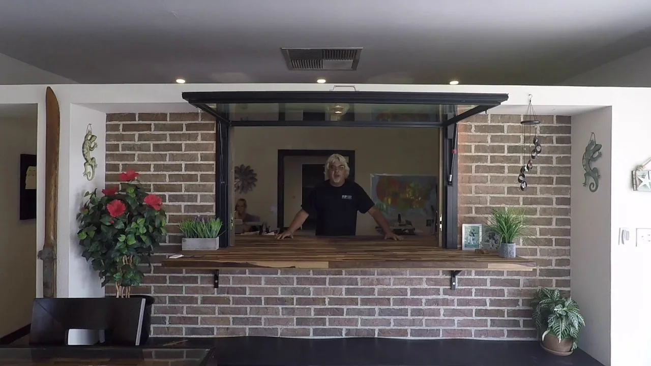 Aluminum Frame Flip Out Windows - Modern Kitchen Pass Through
