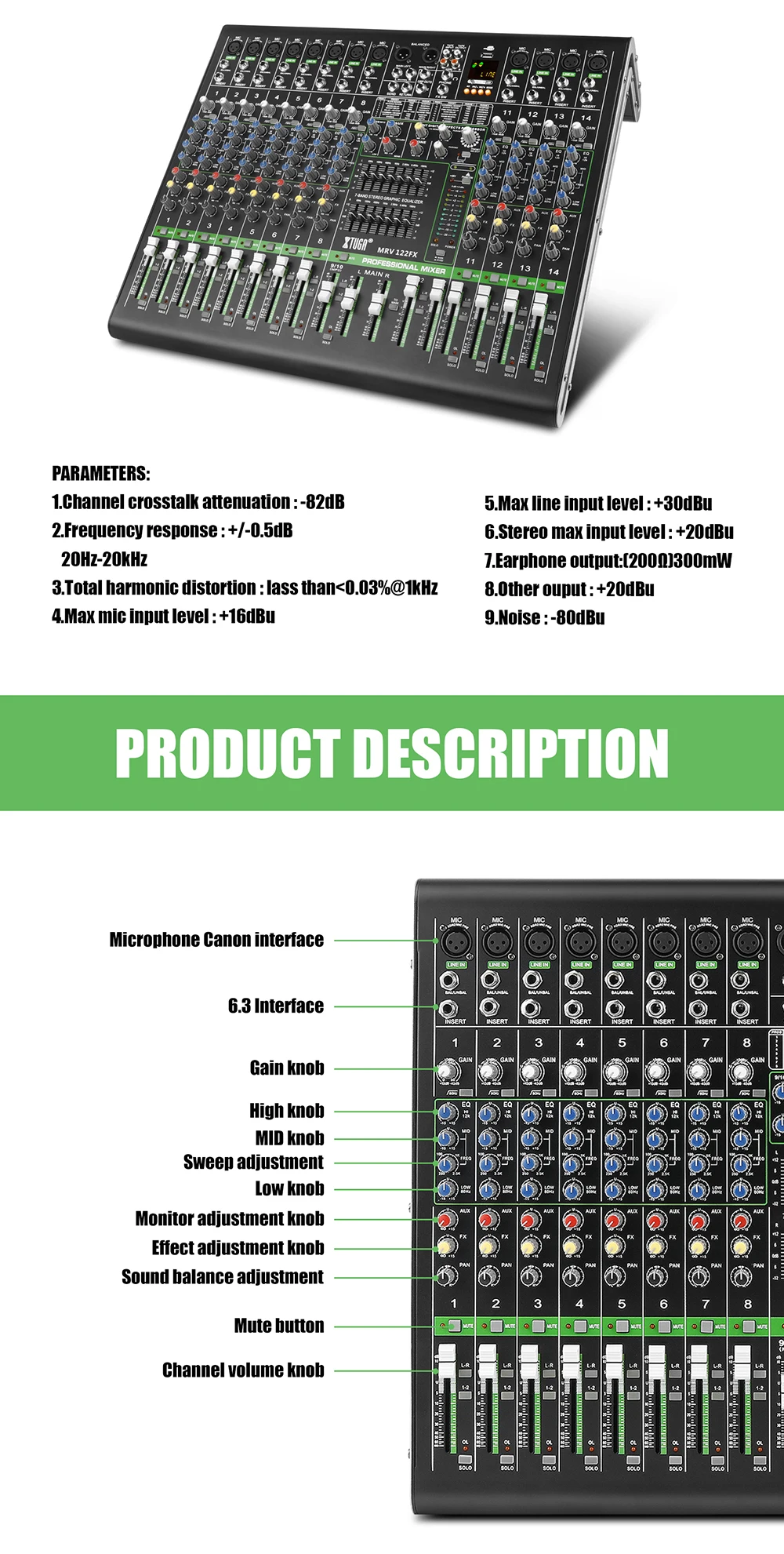Xtuga 12 Channel Mixer - Professional Audio Mixing Solutions