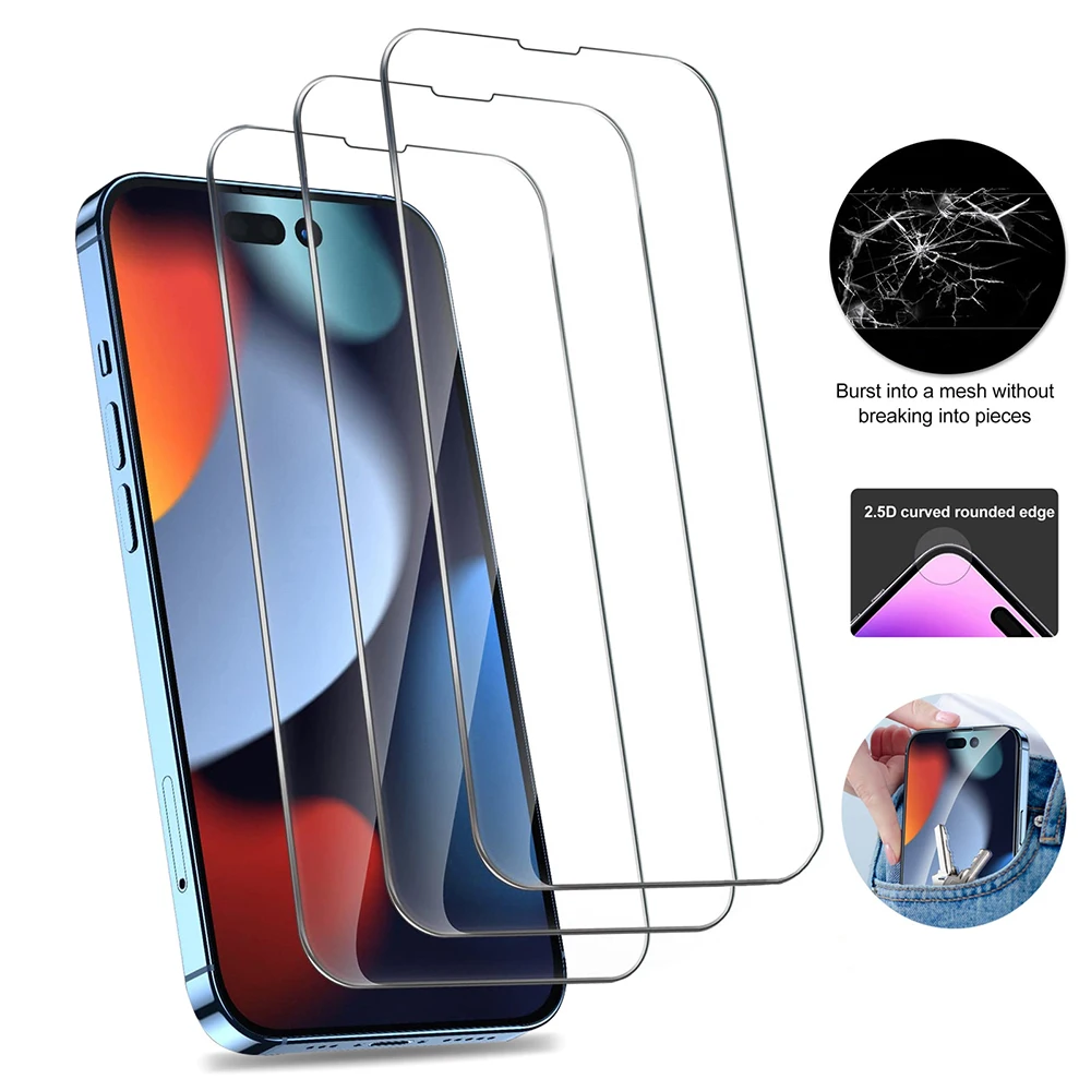 For Apple Iphone 15 14 13 Pro Max Tempered Glass Screen Protector 2.5d ...