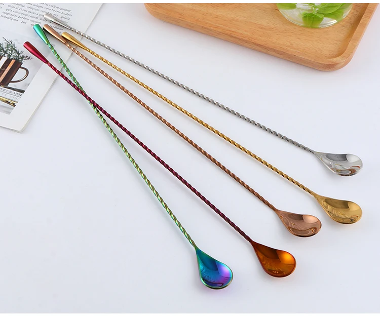 Bar Tools Long Bar Spoons Cocktail Shaker Spoon Stainless Steel Mixing ...
