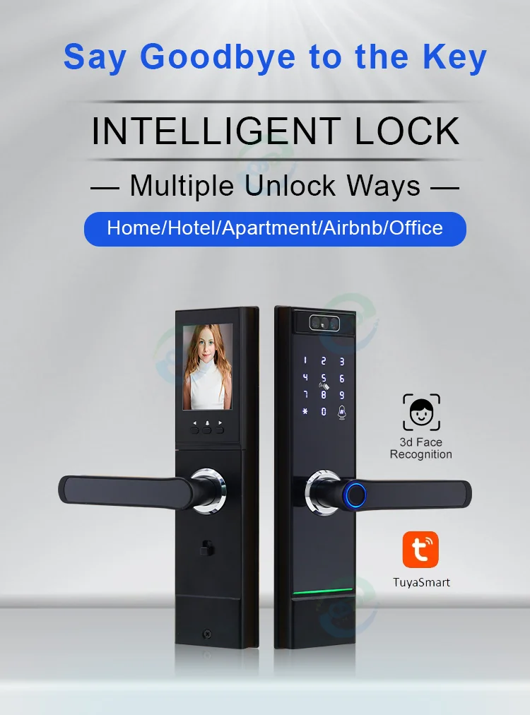 Tuya App 3d Face Recognition Smart Door Lock Digital Finger Print Wifi Biometric Camera Smart ...