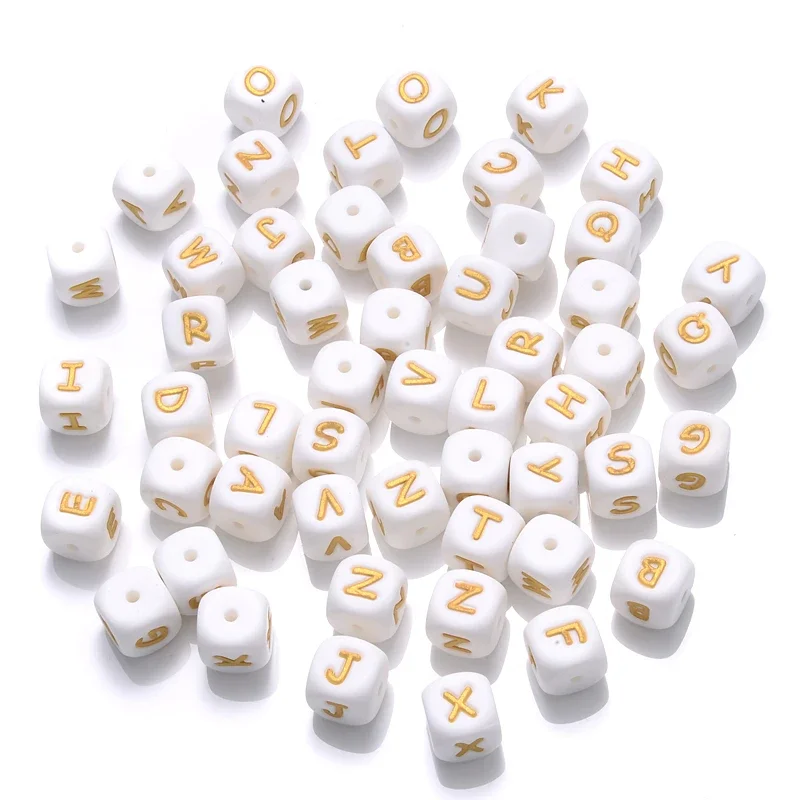 12mm Alphabet English Silicone Letter Beads Baby Teether Accessories ...