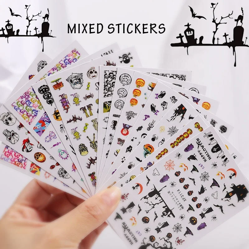 Halloween Sticker Bat 3d Tips Sticker Nail Art Design Water Transfer