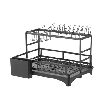 Stainless Steel Kitchen Plate Rack 2 Layer Kitchen Organizer Dish Rack ...