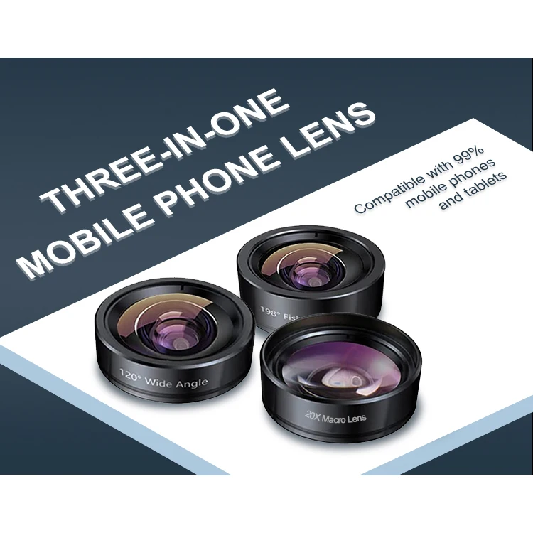 3-in-1 Wide Angle Macro Fisheye Lens Camera Kits Mobile Phone Fish Eye ...