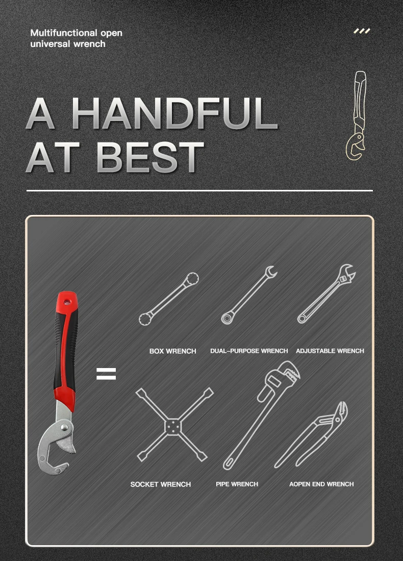 9-32 Universal Adjustable Snap Grip Wrench Spanner Portable Multi-function Carbon Steel Wrench ...