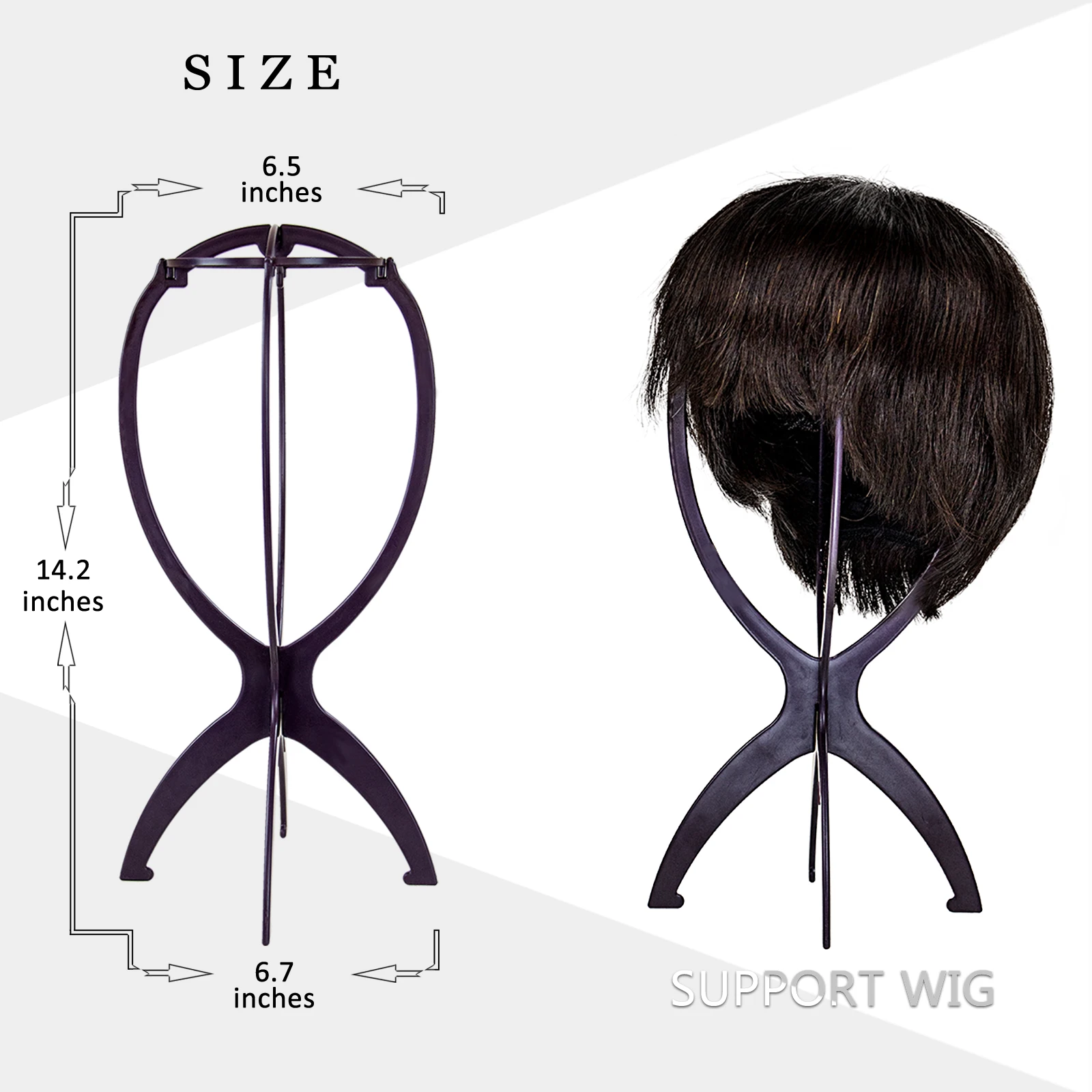 Portable PVC Plastic Wig Stand Clamp Red Black Adjustable Folding ...